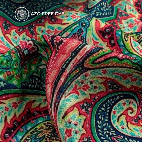 Polyester Vintage Paisley Digital Print Crepe Silk Fabric Multicolour