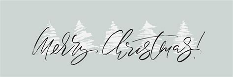 메리 크리스마스 가로 인사말 카드 디자인입니다 글자 구성과 손으로 그린 크리스마 나무 실루엣이 있는 휴일 벡터 삽화 12월 31일에 대한 스톡 벡터 아트 및 기타 이미지