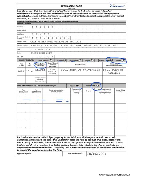 Dummy Form Fhdgf To Be Filled By The Candidate In Capital Letters Only Please Do Not Leave