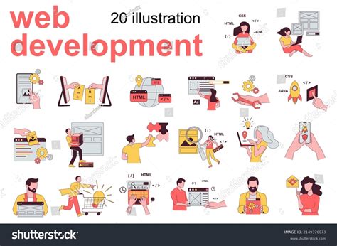 Web Development Concept People Scenes Set Stock Vector Royalty Free 2149376073 Shutterstock