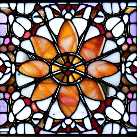 Stained Glass Window With Magic Peaches Hyper Realistic And Intricate