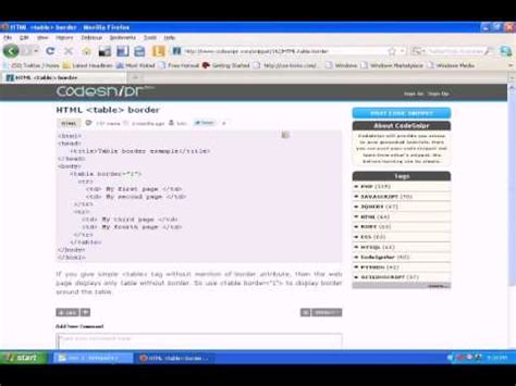 HTML Tutorial Table Border YouTube