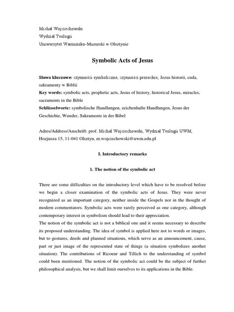 Wojciechowski Symbolic Acts English Pdf Jesus Sacraments
