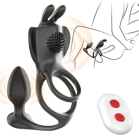 4 In 1 Vibrating Anal Plug Cock Ring Couple Sex Toys With Remote Contr