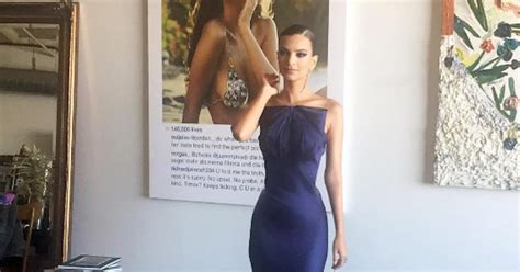 Emily Ratajkowski Has A Huge Copy Of Her Own Instagram On Her Wall