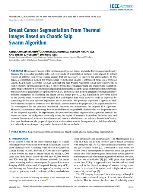 Pdf Breast Cancer Segmentation From Thermal Images Based On Chaotic
