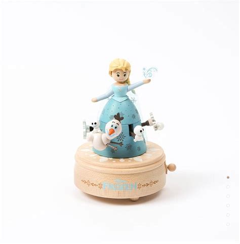 Stunning Wooden Music Box Frozen Elsa Olaf Snowmen Rotating Up And Down Etsy
