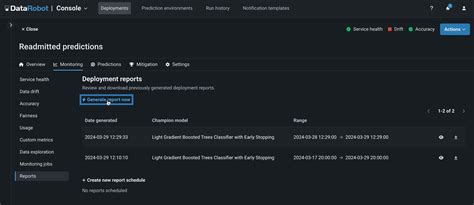 Deployment Reports Datarobot Docs