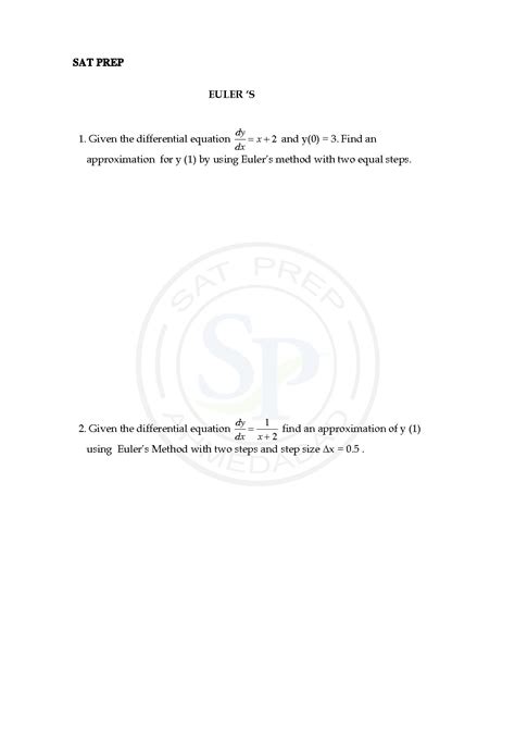 Eulers Method To Approximate Use To Solve Differential EQ