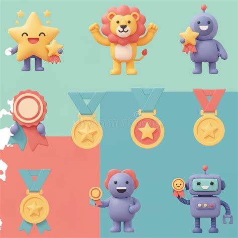 Cartoon Characters And Medals Illustration Stock Vector Illustration