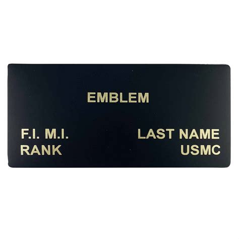 Usmc Black Leather Name Patch With Hook Emblem Name Rank 1 Each