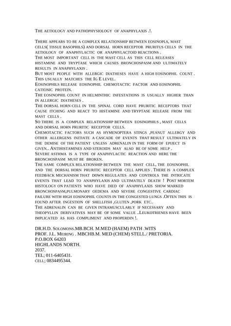 Pdf The Pathogenesis Of Anaphylaxis