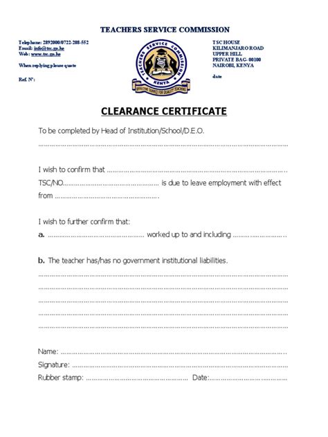 Tsc Clearance Certificate 2 Pdf