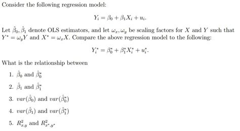 Solved Consider The Following Regression Model Yi Bo