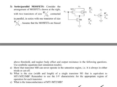 Solved Series Parallel MOSFETS Consider The Arrangement Chegg Com