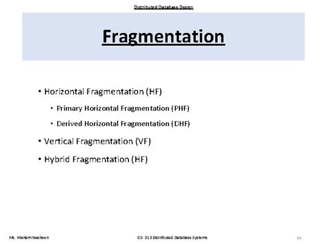 Cs212 Distributed Database Systems Distributed Database Design Part