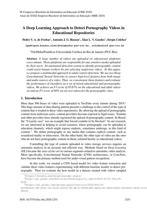 PDF A Deep Learning Approach To Detect Pornography Videos In Educational Repositories