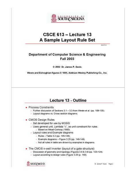 A Sample Layout Rule Set Fundamentals Of Design Vlsi Chip Design Csce 613 Docsity