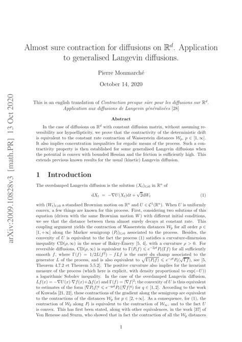 Pdf Almost Sure Contraction For Diffusions On Mathbb Rd