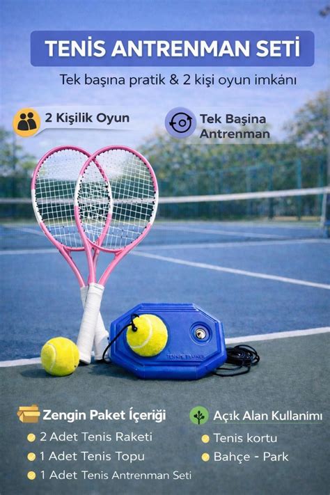 Leyaton Çok Amaçlı Tenis Seti 2 Adet 21 Inç Raket Top Çanta Tenis Antrenman Aparatı Antrenman