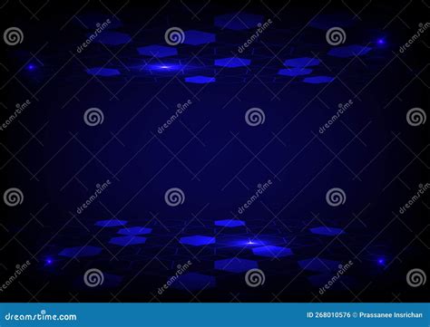 hi tech with hexagonal line and rectangular shapes on a blue and
