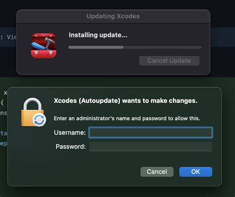 ask admin credentials if xcode installation in applications is not