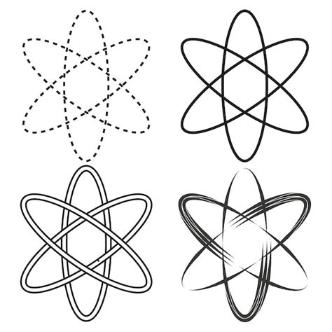 Atom Icons Set Atomic Structure Symbols Science And Energy Graphics