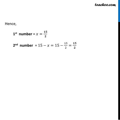 Example Find Two Numbers Whose Sum Is Sum Of Squares