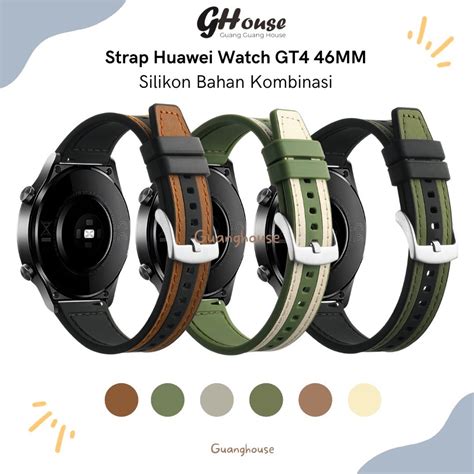 Jual Strap Huawei Watch GT4 46mm Tali Huawei Watch GT 4 46MM Bahan Silicone Kombinasi Kulit