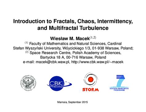 Pdf Introduction To Fractals Chaos Intermittency And Multifractal
