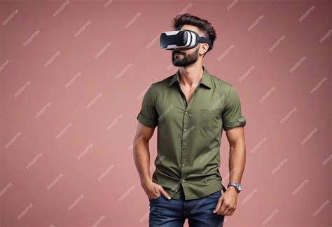 Augmented Virtual Reality Headset Metaverse A Man Wearing A Virtual