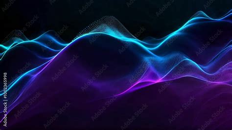 Abstract Glowing Digital Cyber Wave Made Of Particles And Dots Moves On A Blue Background Big