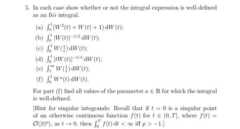 solved 5 in each case show whether or not the integral