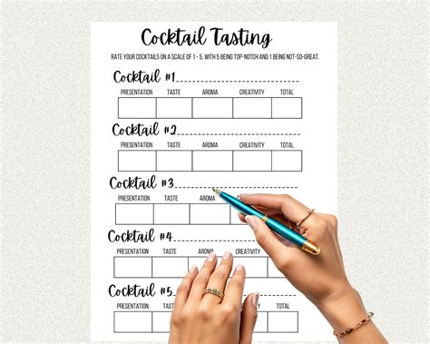 Editable Cocktail Tasting Scorecard Cocktail Competition Cocktail