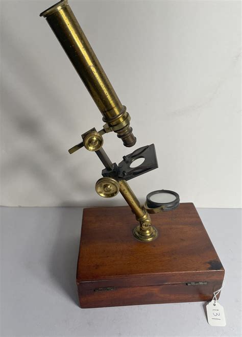 Cased And Unsigned Cary Gold Type Microscope Fleaglass