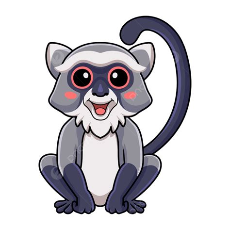 Cute Samango Monkey Cartoon Sitting Zoo Posing Cartoon Png And