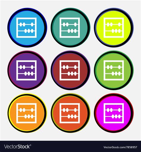 Abacus Icon Sign Nine Multi Colored Round Buttons Vector Image