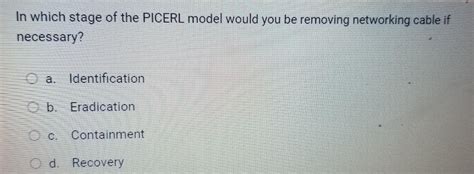 solved in which stage of the picerl model would you be