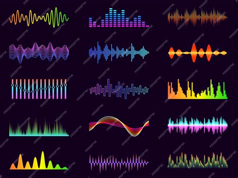 Premium Vector Color Sound Waves Neon Audio Frequencies Electronic Music Graphic Elements