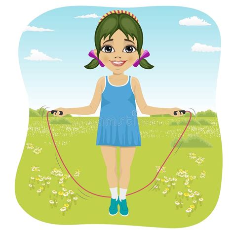 Cute Girl Jumping Skipping Rope Stock Illustrations 304 Cute Girl