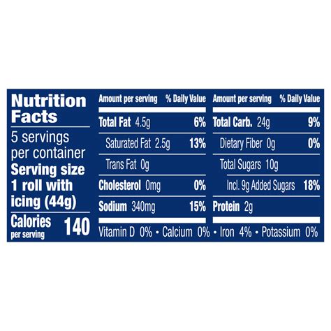 Pillsbury Cinnamon Rolls Original Icing Nutrition Facts