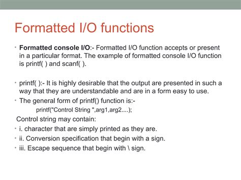Inputoutput Function Presentationpptx Ppt Programming Languages Computing