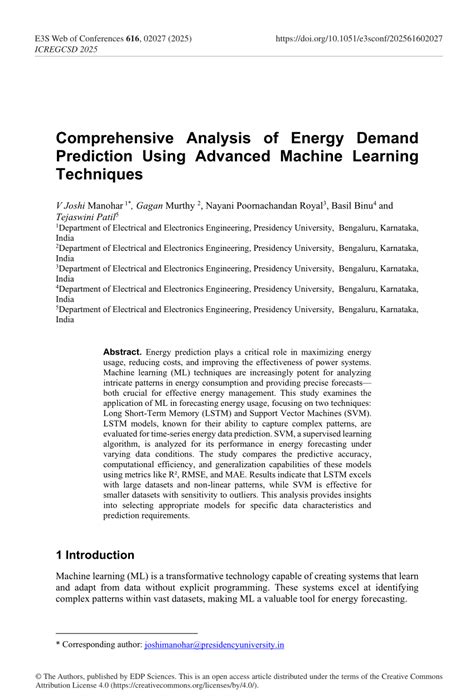 PDF Comprehensive Analysis Of Energy Demand Prediction Using Advanced Machine Learning Techniques