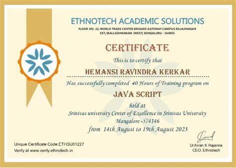 Hemansi Kerkar On Linkedin I Have Successfully Completed Javascript