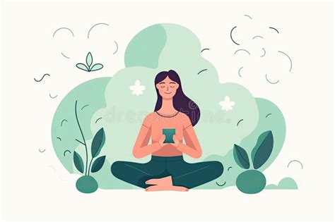 illustration practicing meditation or mindfulness for mental and