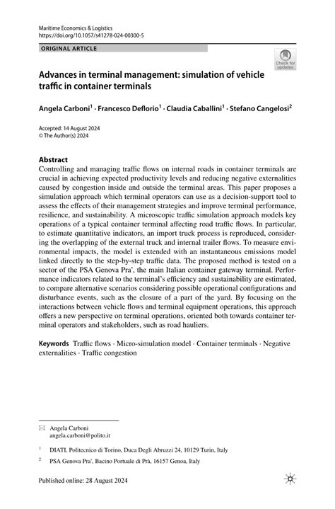 pdf advances in terminal management simulation of vehicle traffic in
