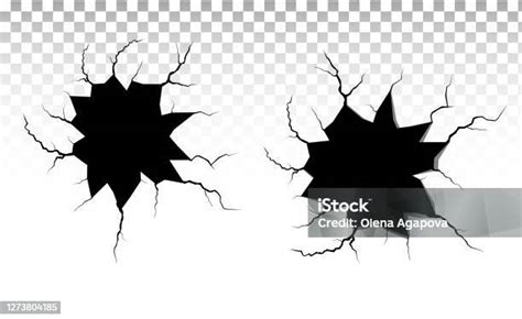 지면 균열 세트 지진 과 지상 균열 구멍 효과 Craquelure 및 손상된 벽 질감 벡터 일러스트레이션은 지진 충돌 파괴 등 주제에 사용할 수 있습니다 개념에 대한 스톡