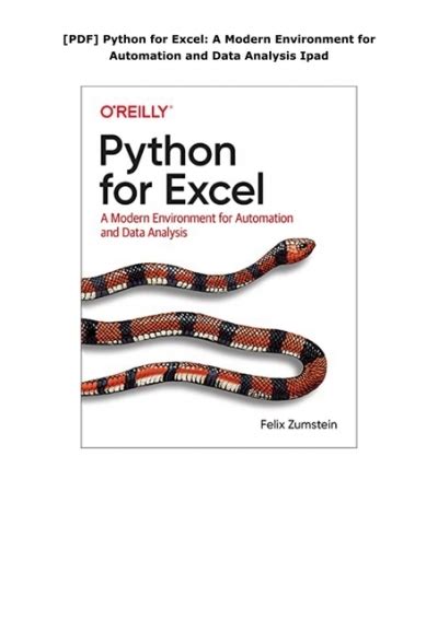 PDF Python For Excel A Modern Environment For Automation And Data Analysis Ipad