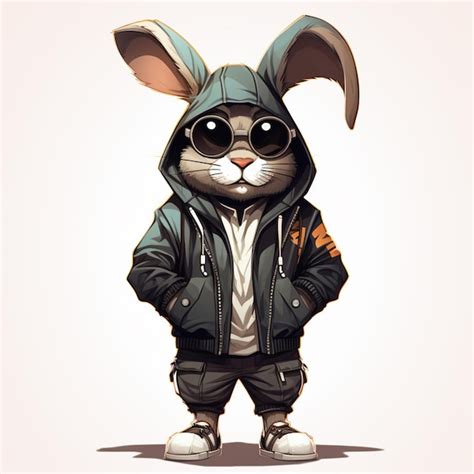 Premium Ai Image Cartoon Rabbit Wearing A Hoodie And Sunglasses
