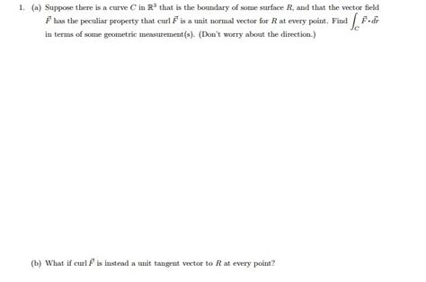 solved 1 a suppose there is a curve c in r3 that is the